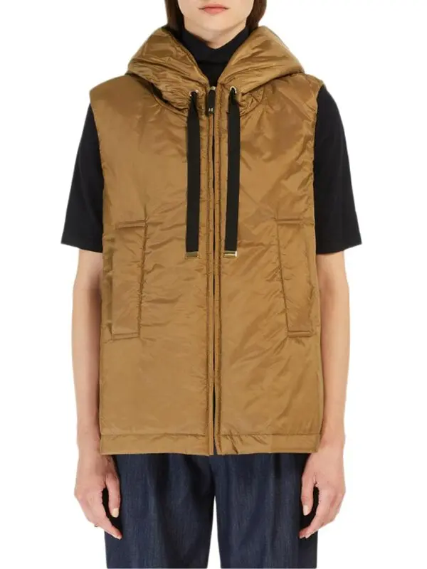 Max Mara Padded Canvas Vest With Hood - Multicolor