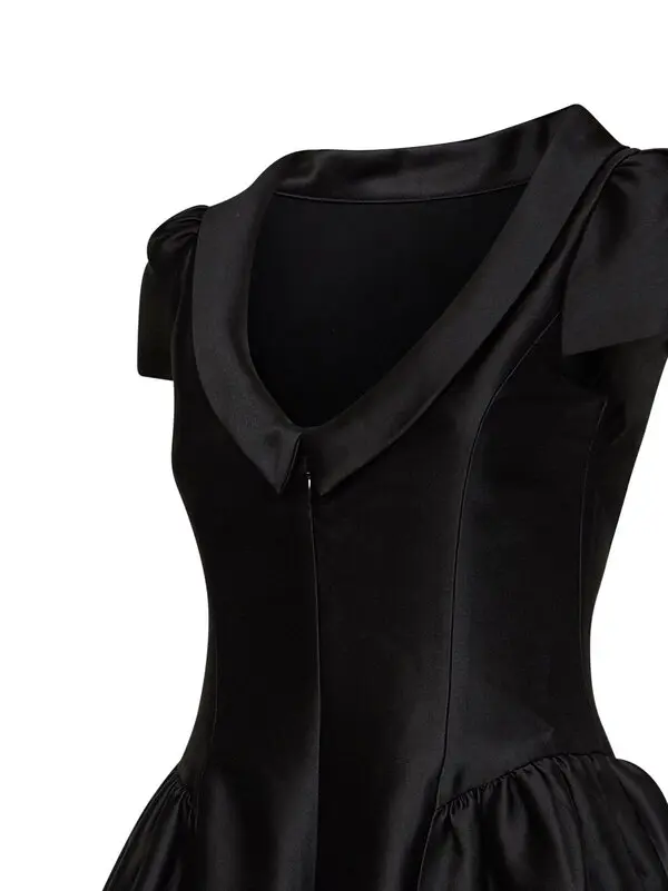 SELF-PORTRAIT Black Taffeta Collared Minidress - Multicolor