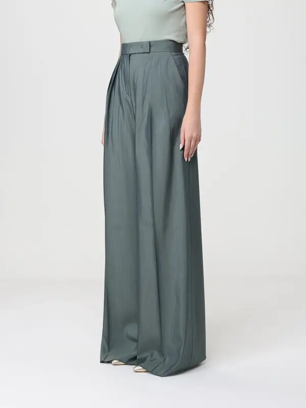 Max Mara Giallo Wide-leg Wool Blend Trousers - Green