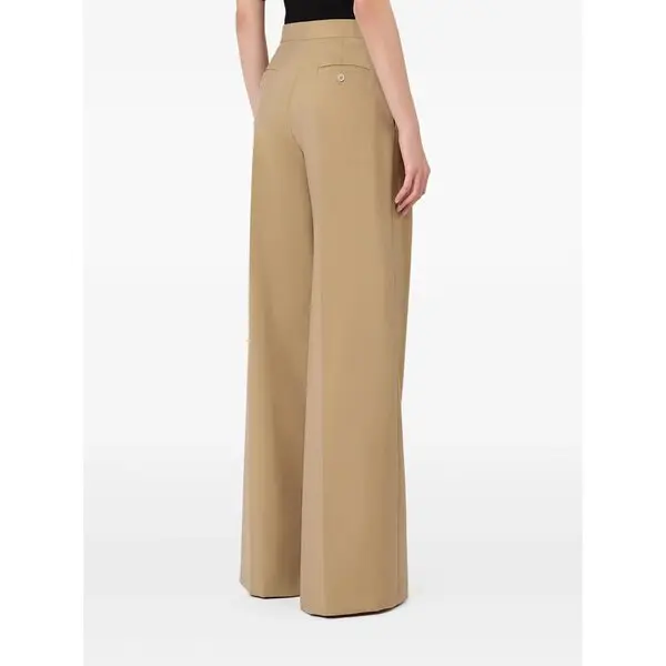 Max Mara Camel Beige Silk Blend Palazzo Trousers - Cream