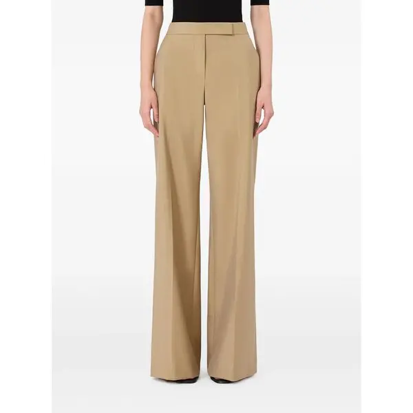 Max Mara Camel Beige Silk Blend Palazzo Trousers - Cream