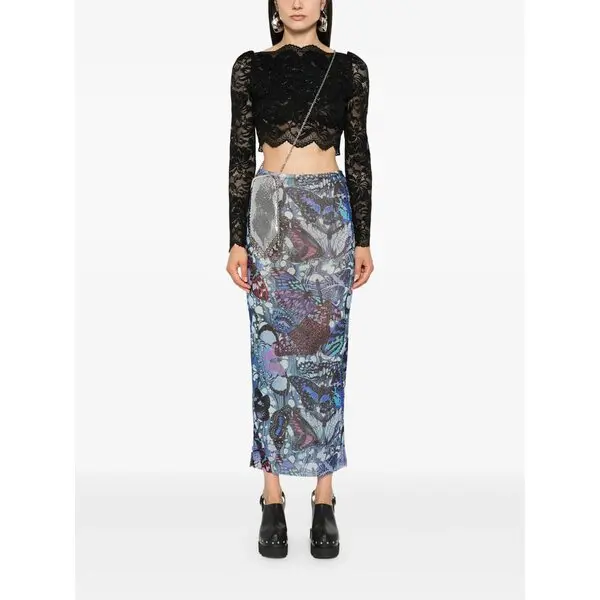 Rabanne Floral Lace Crop Top - Black