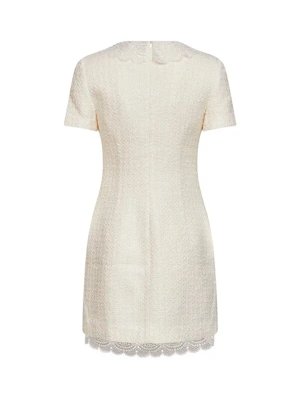 SELF-PORTRAIT Bouclé Tailored Minidress With Lace Inserts - Multicolor