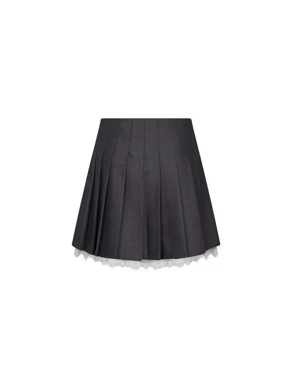 SELF-PORTRAIT Wool Blend Pleated Mini Skirt - Multicolor