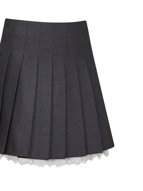 SELF-PORTRAIT Wool Blend Pleated Mini Skirt - Multicolor