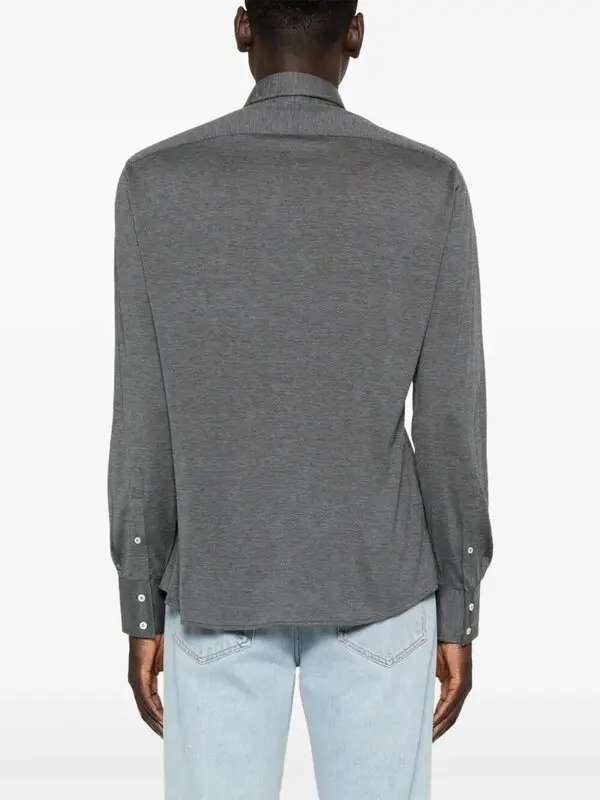 Brunello Cucinelli Jersey Shirt With Spread Collar - Multicolor