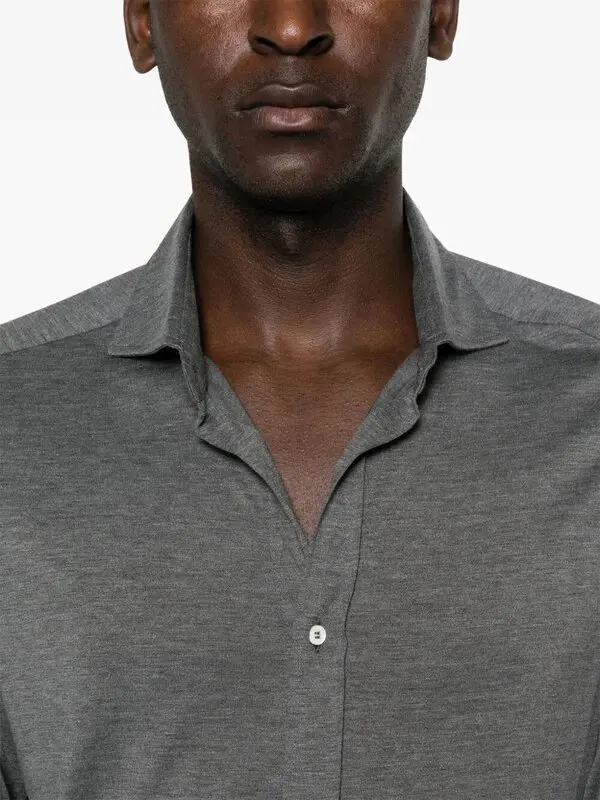 Brunello Cucinelli Jersey Shirt With Spread Collar - Multicolor