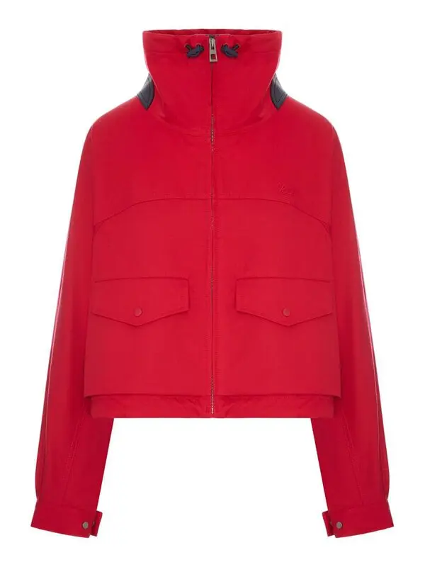 Loewe Cotton And Silk Gabardine Jacket With Contrasting Leather Details - Red