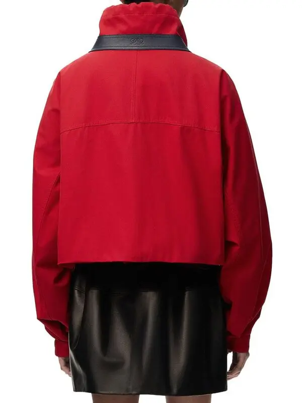 Loewe Cotton And Silk Gabardine Jacket With Contrasting Leather Details - Red