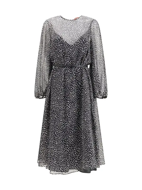 Max Mara Campo Silk Polka Dot Dress - Black