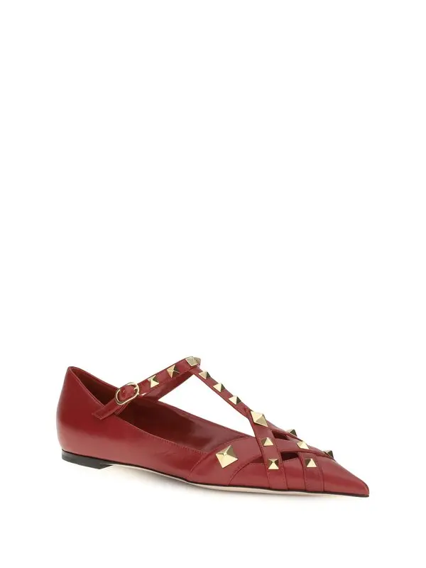 Valentino Garavani Studdy Kidskin Ballerinas - Red