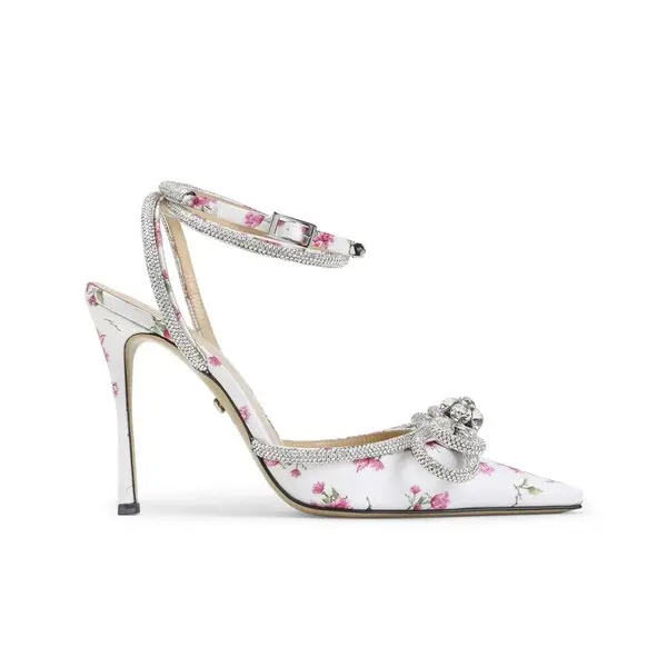 Mach & Mach Double Bow Cheri High Heels Sandals - Silver