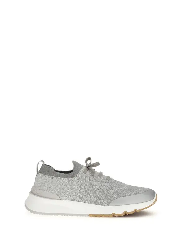 Brunello Cucinelli Techno Cotton Knit Sneakers Runners - Gray