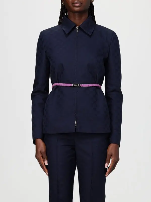 Gucci Gg Cotton Blend Jacket - Blue
