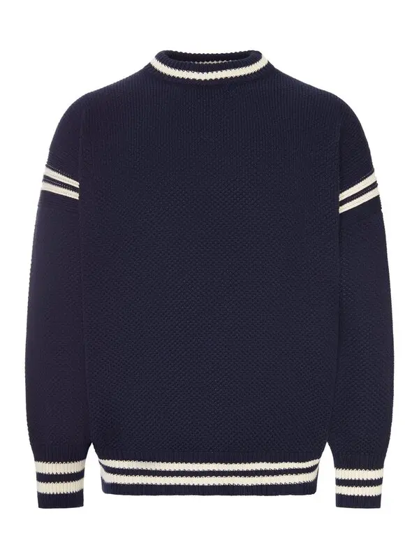 GOLDEN GOOSE Boxy Sweater With Embroidered Logo - Blue
