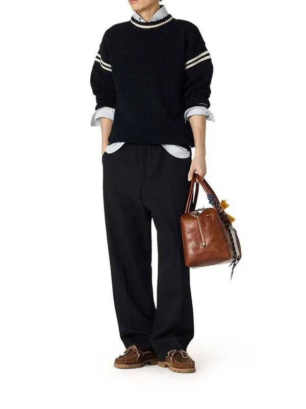 GOLDEN GOOSE Boxy Sweater With Embroidered Logo - Blue