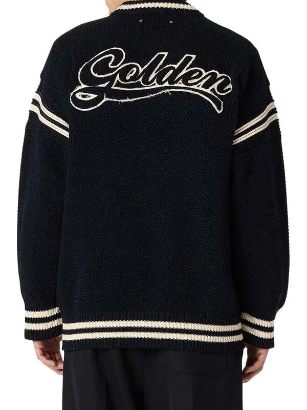 GOLDEN GOOSE Boxy Sweater With Embroidered Logo - Blue