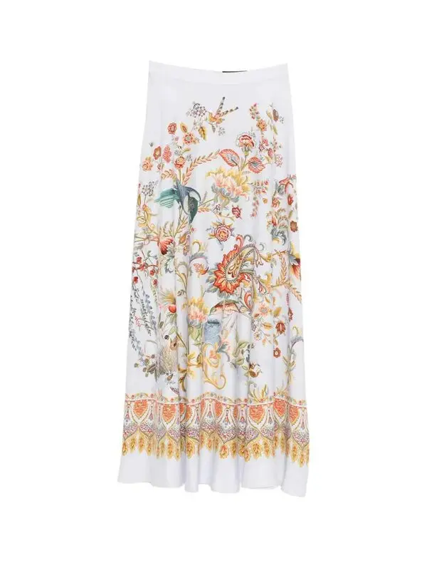 Etro Long Floral Semi-circle Skirt