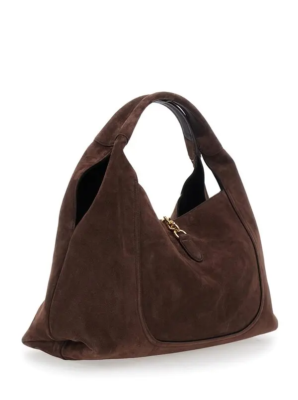 Gucci Shoulder Bag 'softbit Large' With Horsebit Closure In Suede For