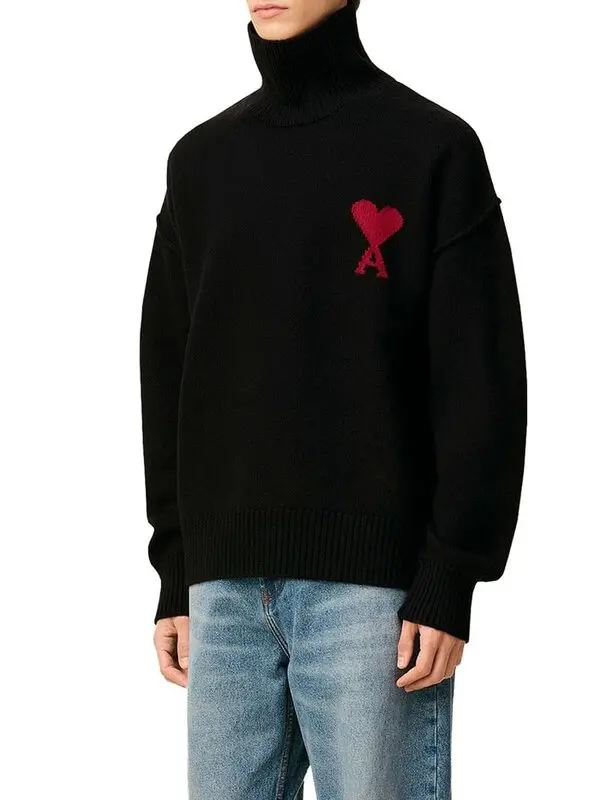 AMI Paris De Coeur Wool High Neck Sweater