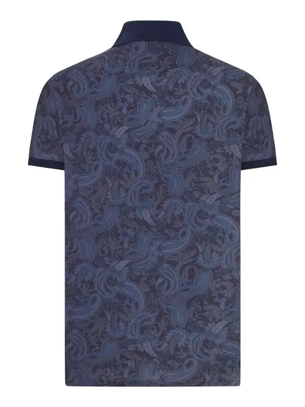 Etro Cotton Piqué Polo Shirt With Paisley Print - Blue