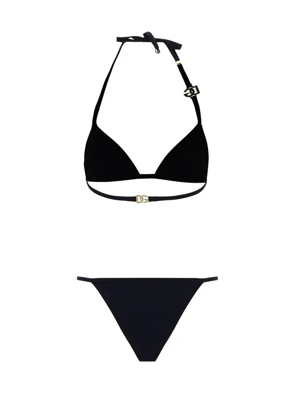 Dolce & Gabbana Triangle Bikini With Gold Plaque