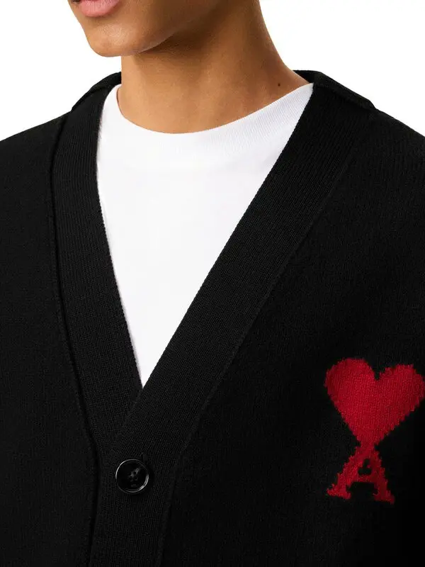 AMI Paris De Coeur Wool Cardigan