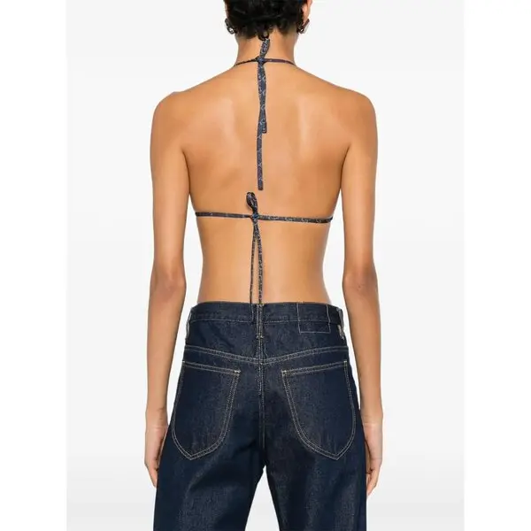 Gucci Gg Monogram Cotton Halterneck Top - Blue