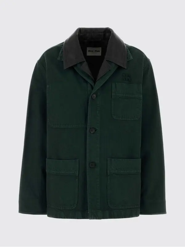 Miu Miu Cotton Jacket With Logo - Multicolor