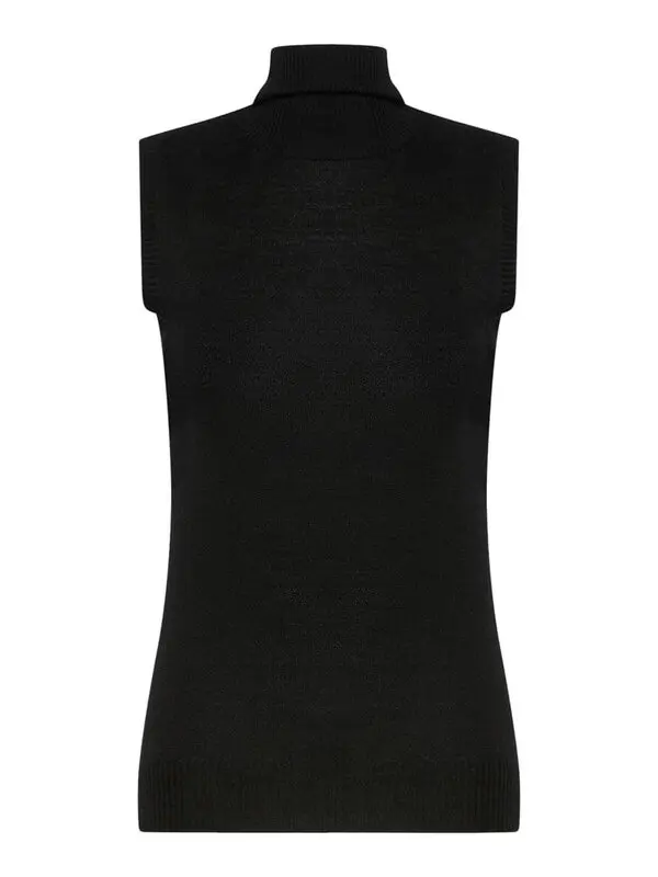Sportmax Sleeveless Top In Pure Wool - Black