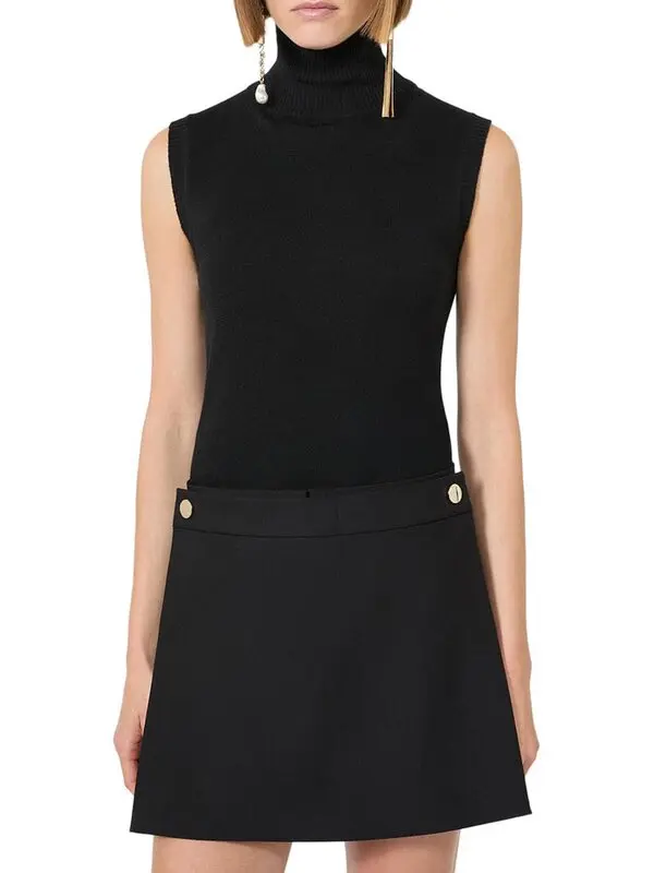 Sportmax Sleeveless Top In Pure Wool - Black