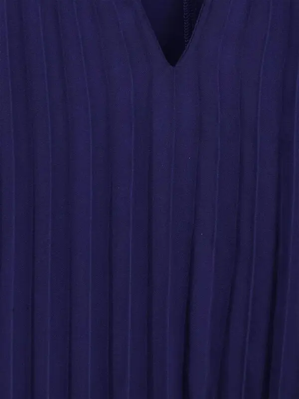 Max Mara Pleated Dress With Belt - Blue