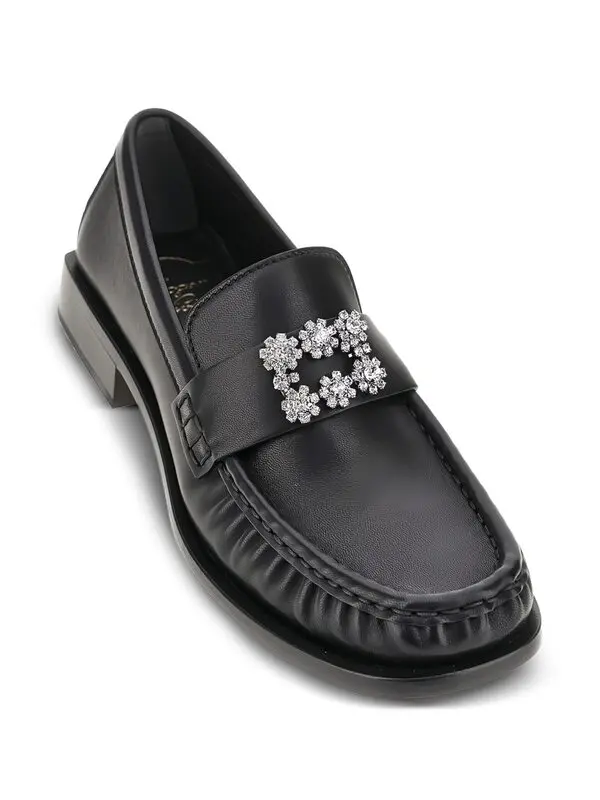 ROGER VIVIER Viv Moc Strass Leather Loafers - Multicolor