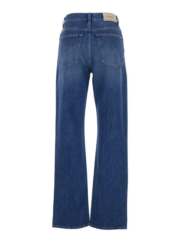Givenchy Blue Five-pocket Jeans With Belt Loops And Logo Patch On The Back In Denim For - Multicolor