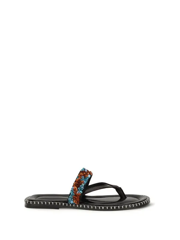 Dries Van Noten Slip-on Leather Sandals With Sequins - Black