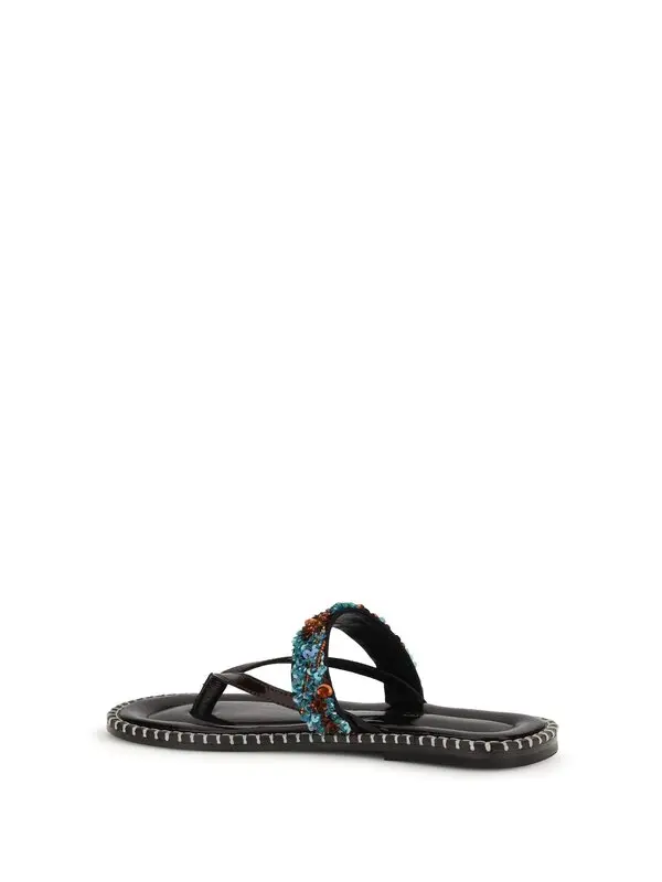 Dries Van Noten Sequined Leather Slip-on Sandals - Black