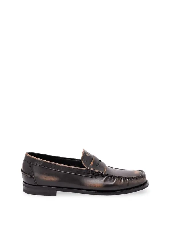 Prada Antiqued Leather Loafers - Multicolor