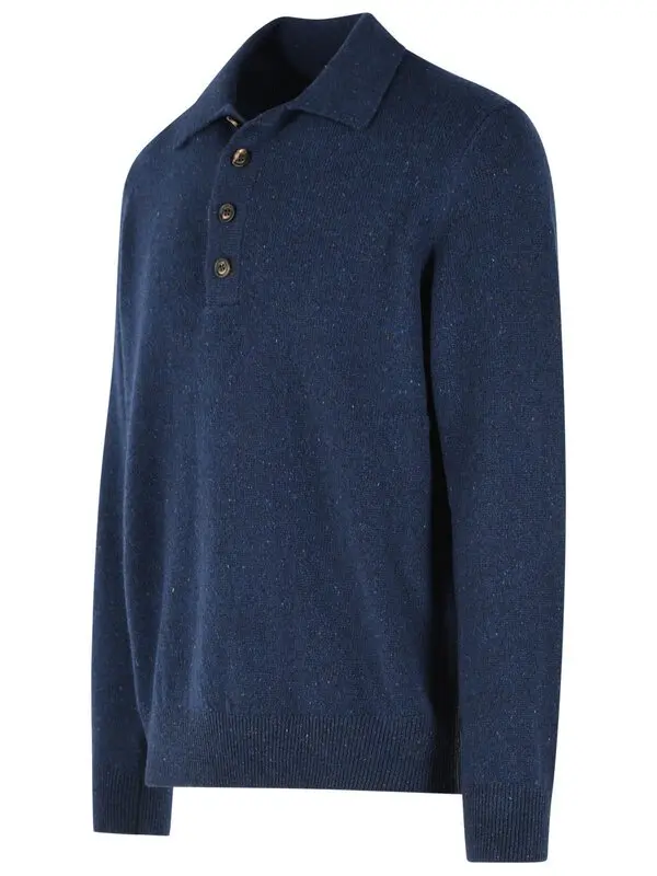 Eleventy Navy Wool Polo Shirt