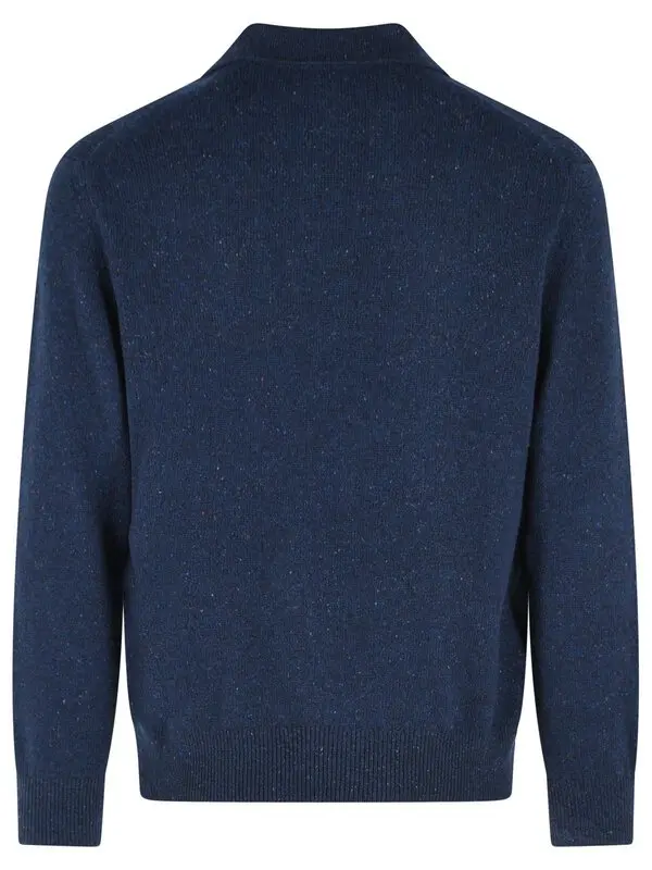 Eleventy Navy Wool Polo Shirt