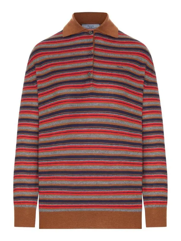 Prada Striped Cashmere Polo Shirt - Multicolor