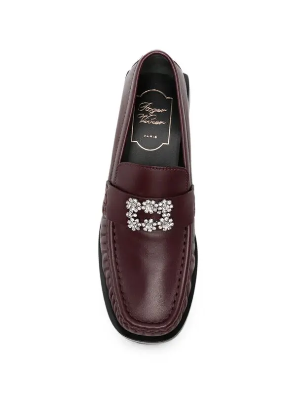 ROGER VIVIER Viv Moc Strass Leather Loafers - Multicolor