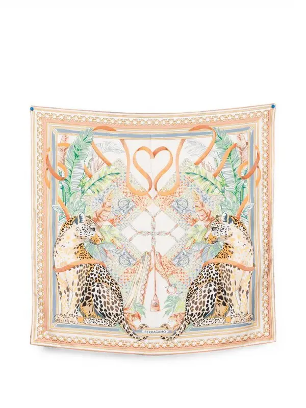 FERRAGAMO Printed Silk Foulard - Multicolor