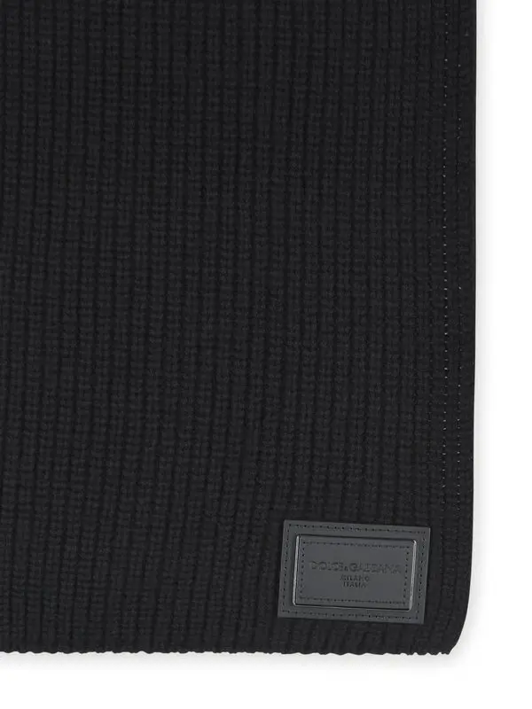 Dolce & Gabbana Dg' Patch Scarf In Cashmere - Black