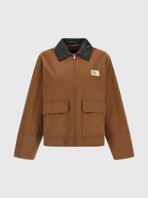 Max Mara Cotton Canvas And Leather Jacket - Brown