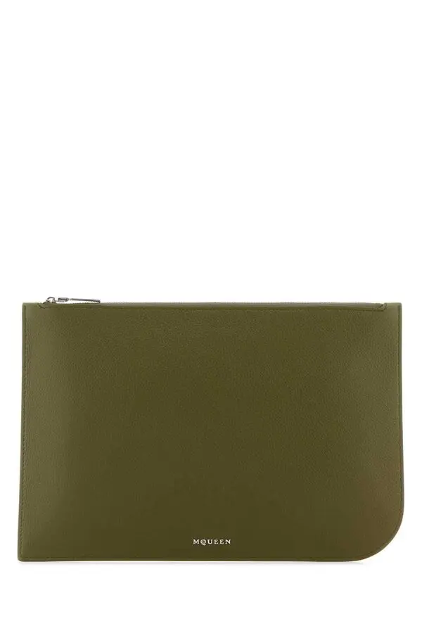Alexander McQueen Olive Leather Large Sling Pouch - Green