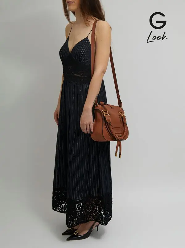 Chloé Mercie' Brown Handbag With Logo Embossed On The Front In Leather - Multicolor