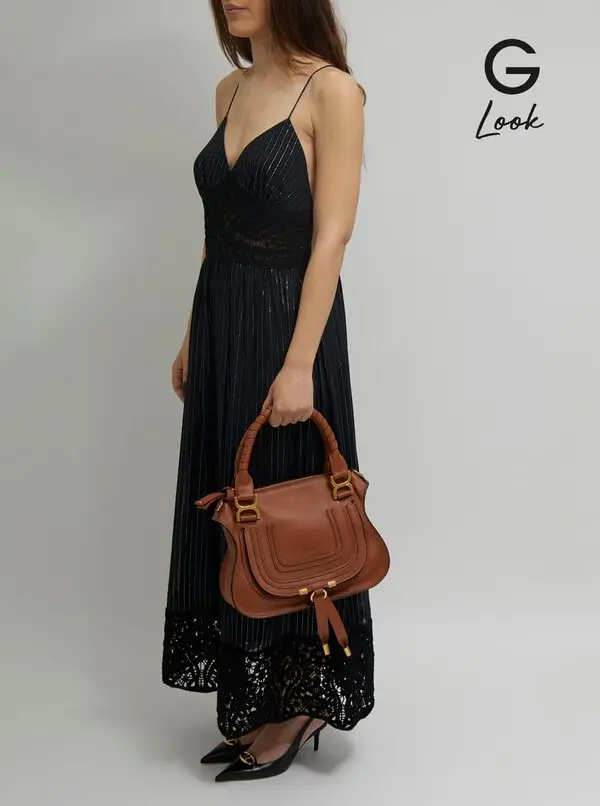 Chloé Mercie' Brown Handbag With Logo Embossed On The Front In Leather - Multicolor