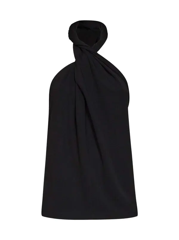 TOTEME Black Jersey Twisted Halter Top