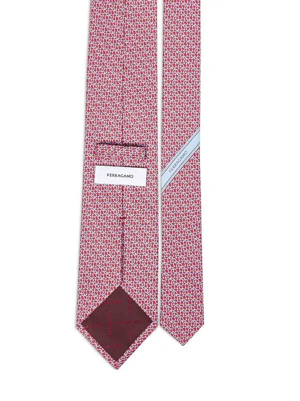 FERRAGAMO Red Gancini Silk Twill Cerchio Tie