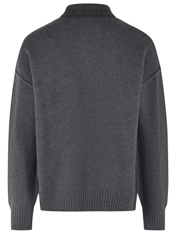 AMI Paris Virgin Wool Turtleneck Sweater - Gray